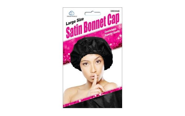 Satin Bonnet Cap (Large size) Black DRE 084B - CoolCurl